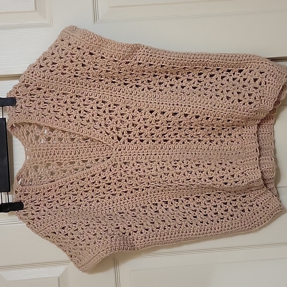 Source Unknown | Sweaters | Handknitted Blush Pink Chunky Vneck Sweater ...